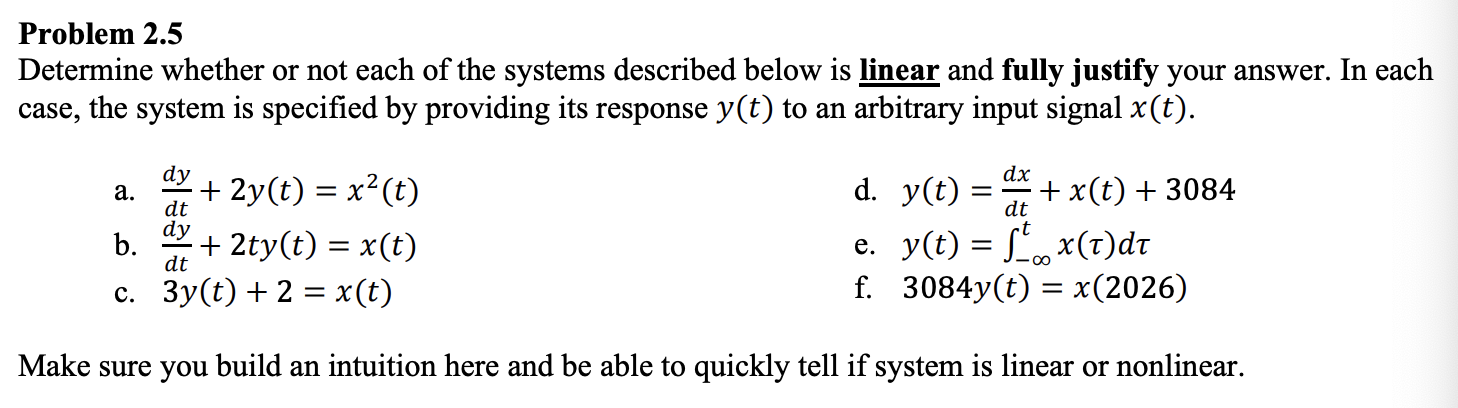 Solved Problem 2.5Determine whether or not each of the | Chegg.com