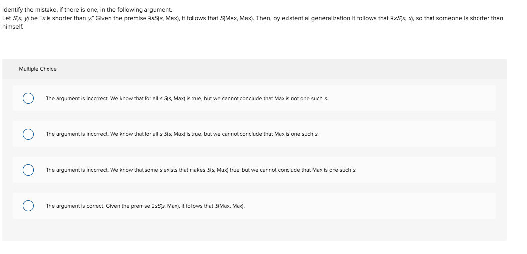 Solved Identify the mistake, if there is one, in the | Chegg.com
