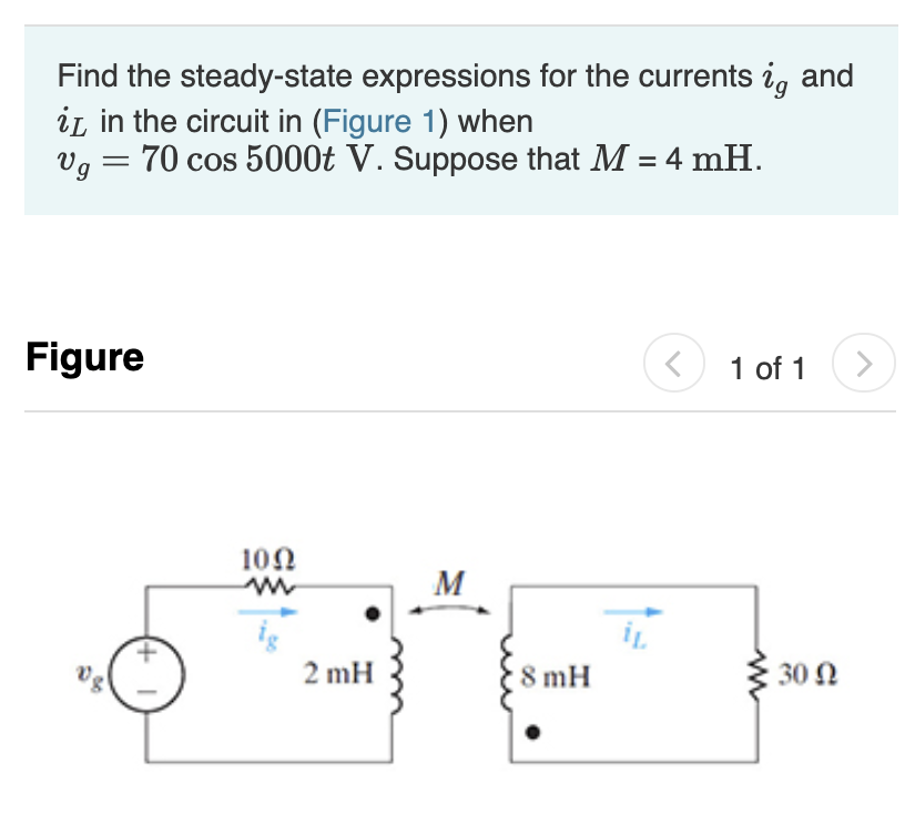 Solved Find the steady-state expressions for the currents ig | Chegg.com