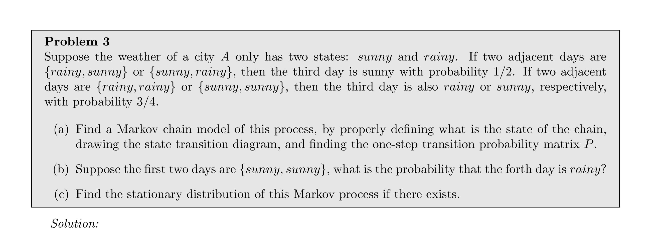 Solved Problem 3 Suppose the weather of a city A only has | Chegg.com