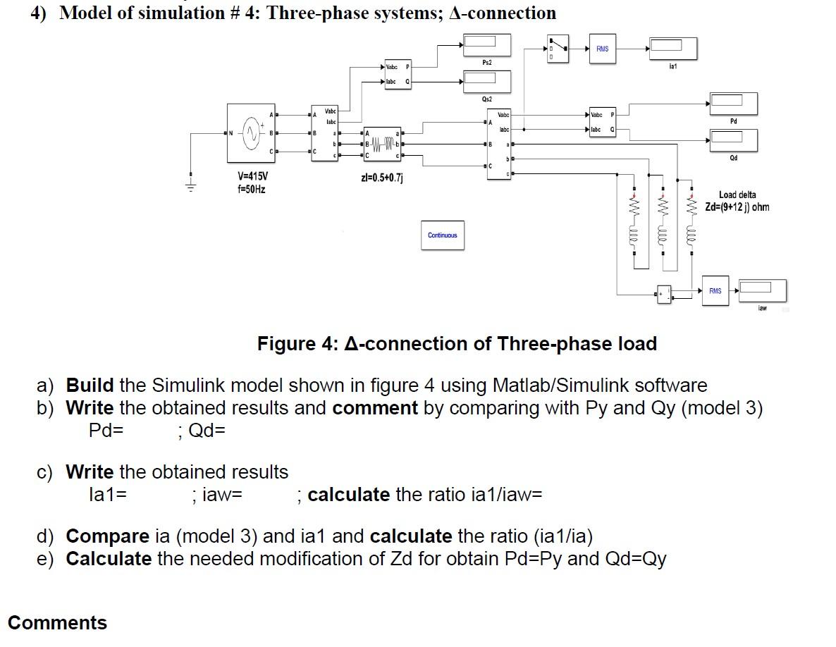 Solved 4) Model of simulation # 4: Three-phase systems; | Chegg.com