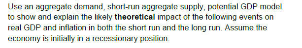 Solved Use an aggregate demand, short-run aggregate supply, | Chegg.com