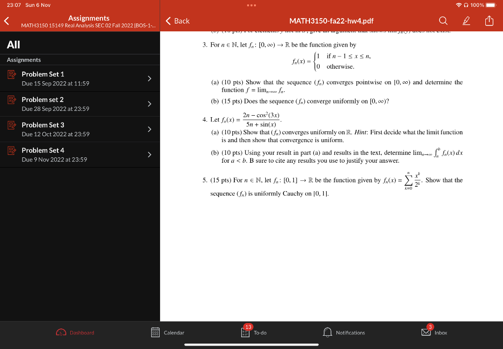 Solved 3. For n∈N, let fn:[0,∞)→R be the function given by | Chegg.com