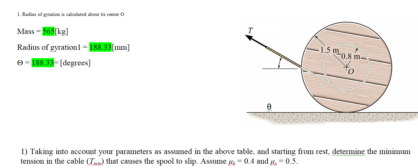 Solved 1. Radius of gyration is calculated about its center | Chegg.com