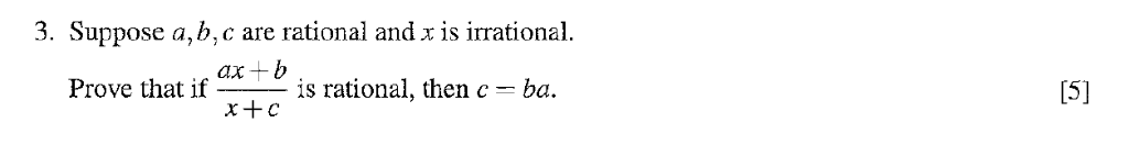 Solved 3. Suppose a,b,c are rational and x is irrational is | Chegg.com