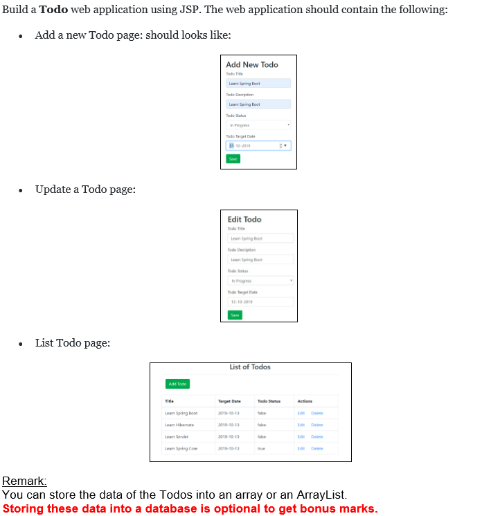 using only basic JSP and simple HTML code please | Chegg.com