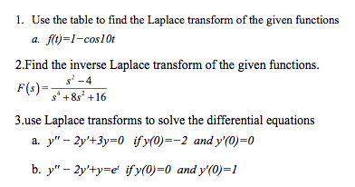 Solved 1. Use the table to find the Laplace transform of the | Chegg.com