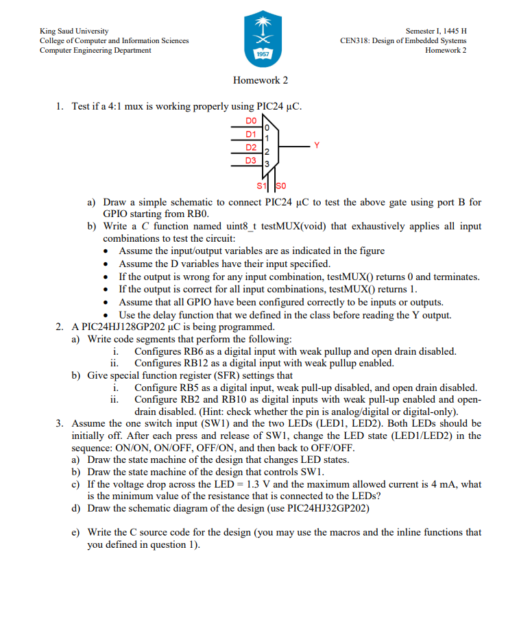 Solved King Saud University College of Computer and | Chegg.com