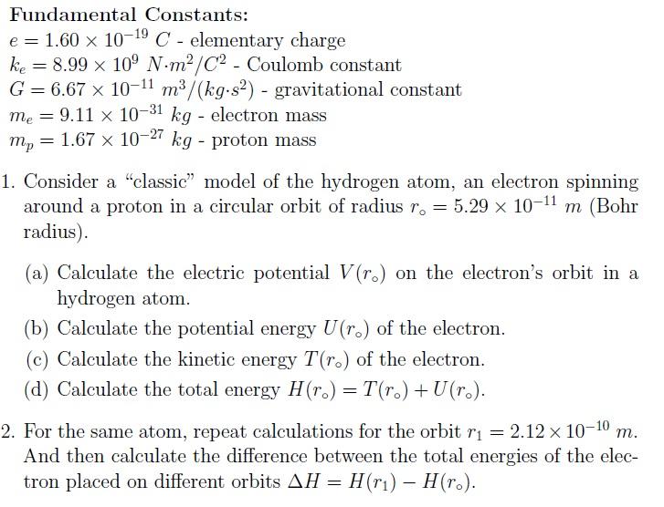 Solved For The Same Atom Repeat Calculations For The Orbit 2472