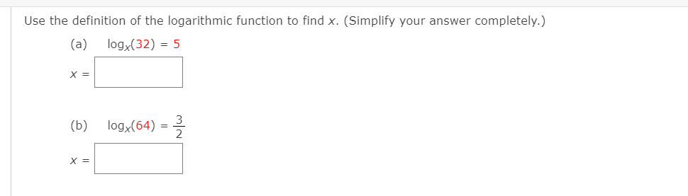 Solved Use the definition of the logarithmic function to | Chegg.com