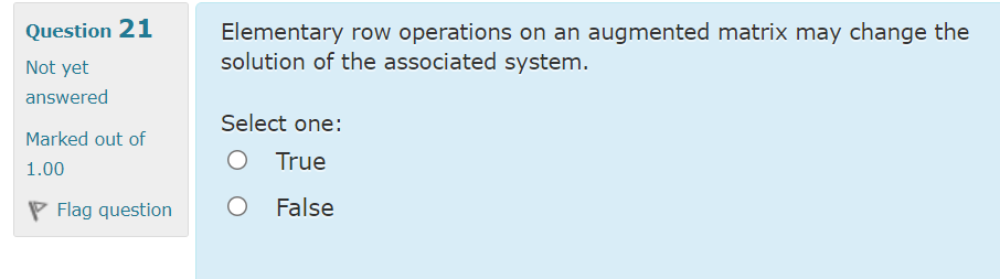 Solved Question 21 Elementary row operations on an augmented | Chegg.com