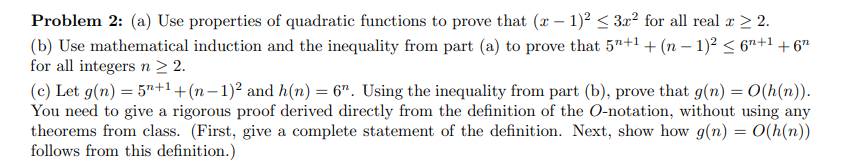 Solved Problem 2: (a) Use properties of quadratic functions | Chegg.com