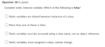 Solved Question 18 (1 point) Consider static instance | Chegg.com