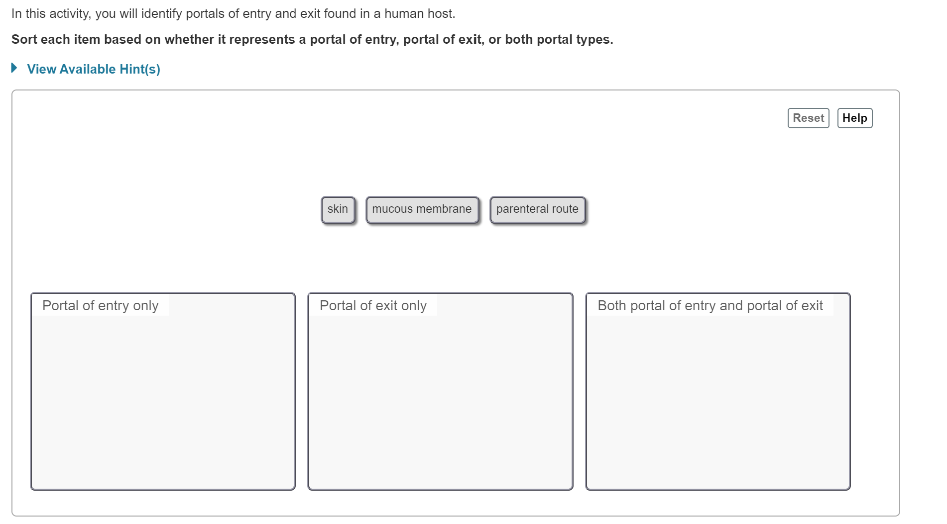 Solved In this activity, you will identify portals of entry | Chegg.com