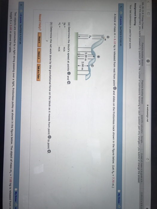 Solved A block of mass m = 6.10 kg is released from rest | Chegg.com