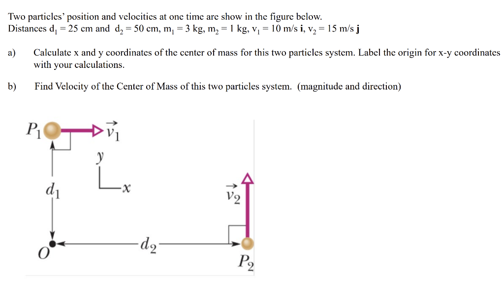 Solved Two particles position and velocities at one time are | Chegg.com