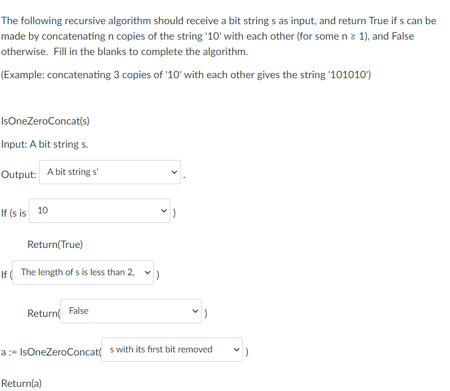 Solved The following recursive algorithm should receive a | Chegg.com