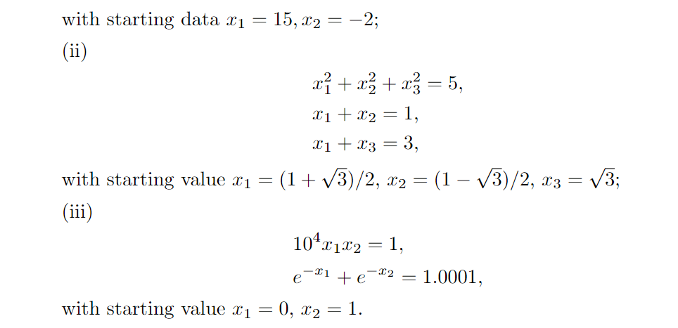 5 Solve The Following Nonlinear Systems By Using