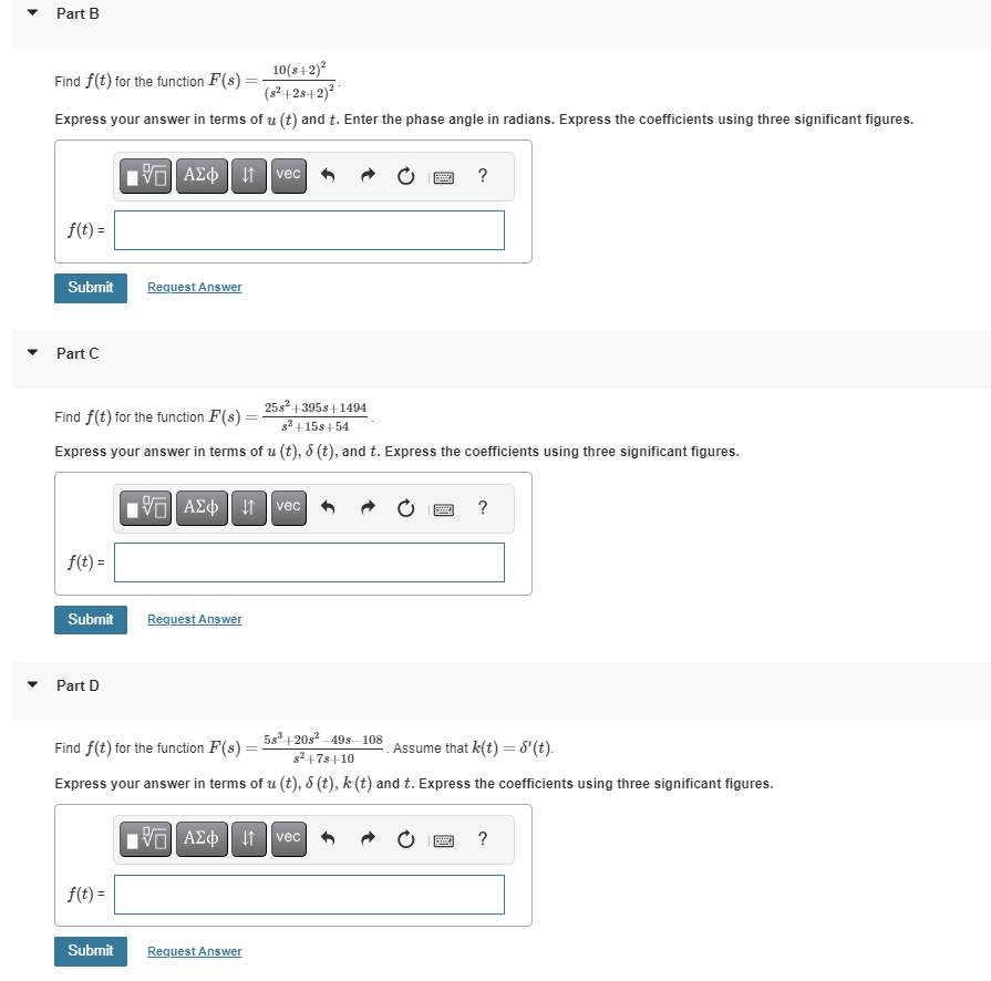 Solved Find f(t) for the function F(s)=(s2+2s+2)210(s+2)2. | Chegg.com