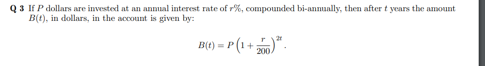 Solved Q 3 If P dollars are invested at an annual interest | Chegg.com