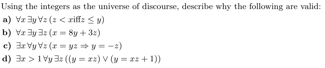Solved Using the integers as the universe of discourse, | Chegg.com