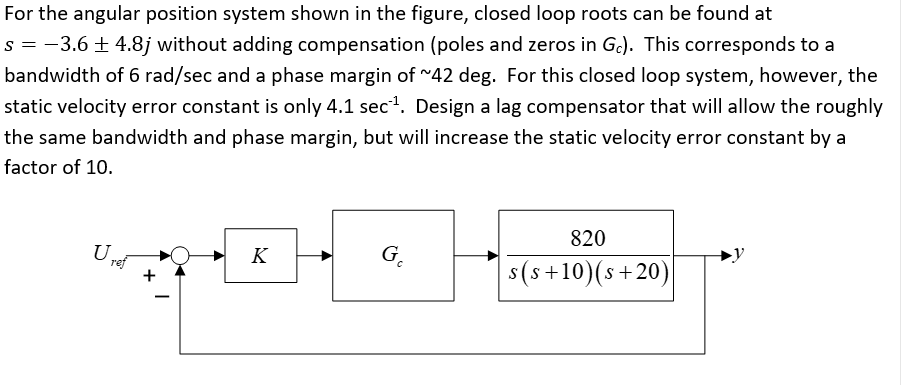 Solved For the angular position system shown in the figure, | Chegg.com