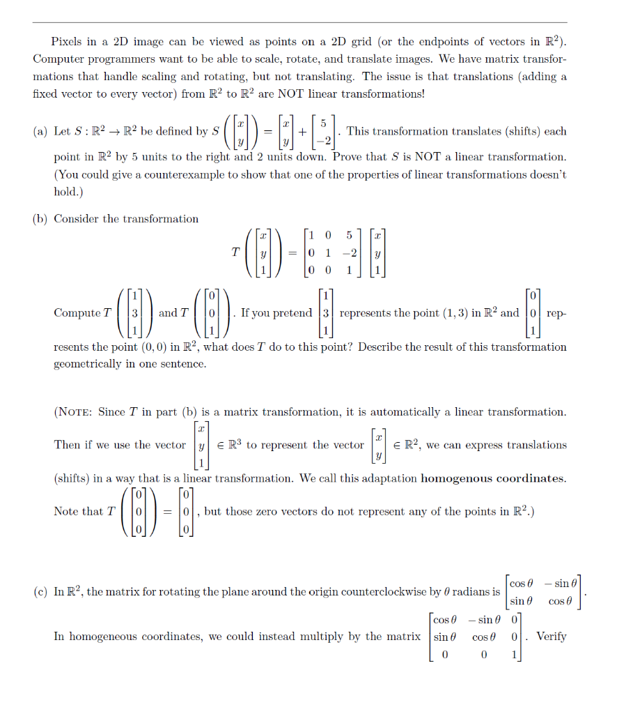 Solved that this works for a rotation of 7/2 radians by | Chegg.com