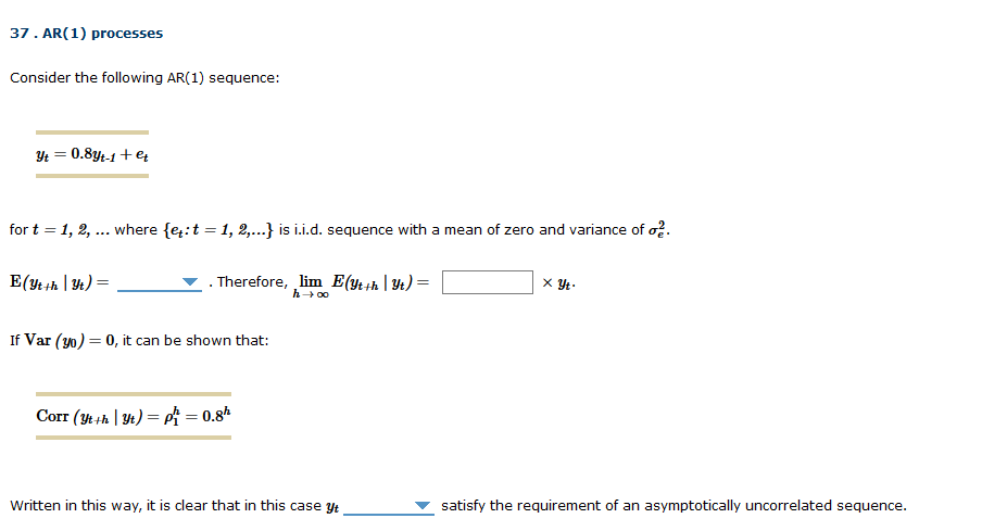37. AR(1) processes Consider the following AR(1) | Chegg.com
