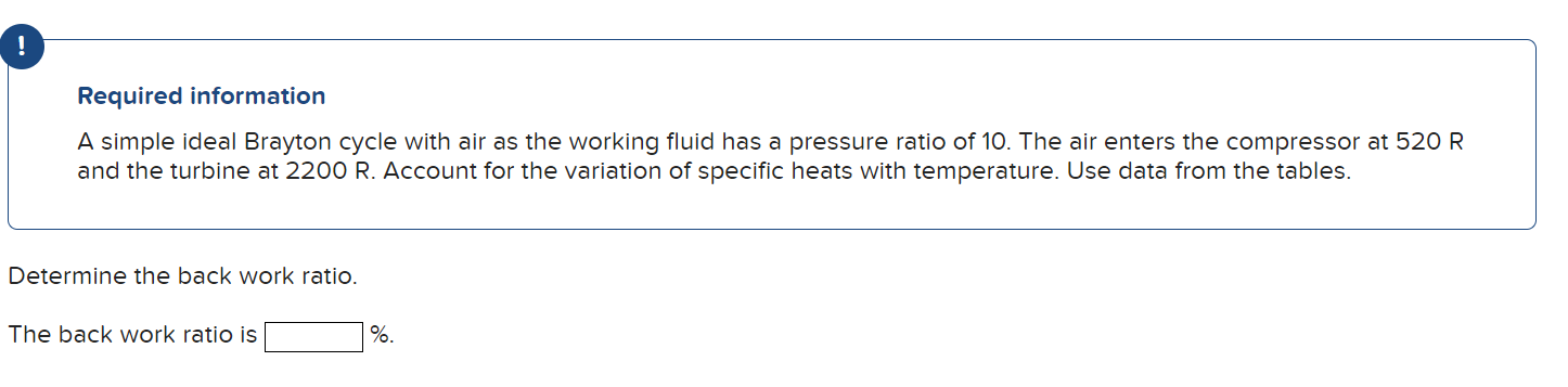 Solved Required information A simple ideal Brayton cycle | Chegg.com