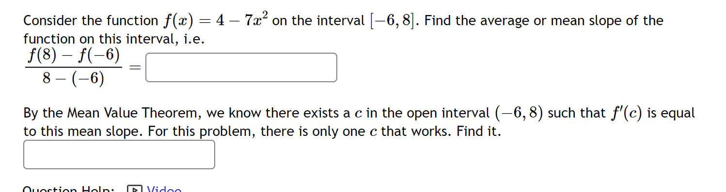 Solved Consider the function f(x)=4−7x2 on the interval | Chegg.com