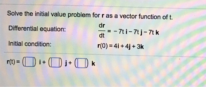 Solved Solve the initial value problem for r as a vector | Chegg.com