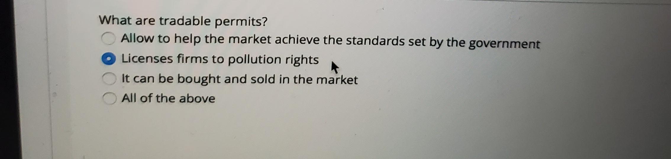 Solved What are tradable permits? Allow to help the market | Chegg.com