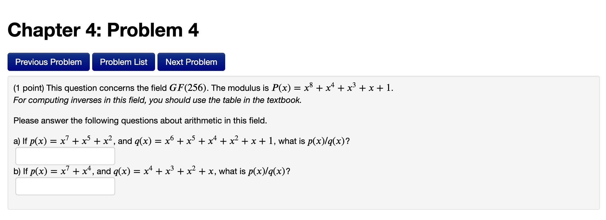 Solved Chapter 4: Problem 4 Previous Problem Problem List | Chegg.com