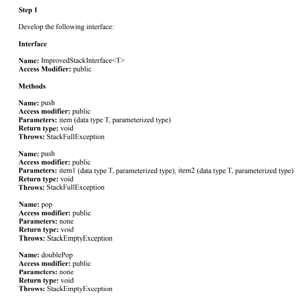 Step 1 Develop the following interface: Interface | Chegg.com