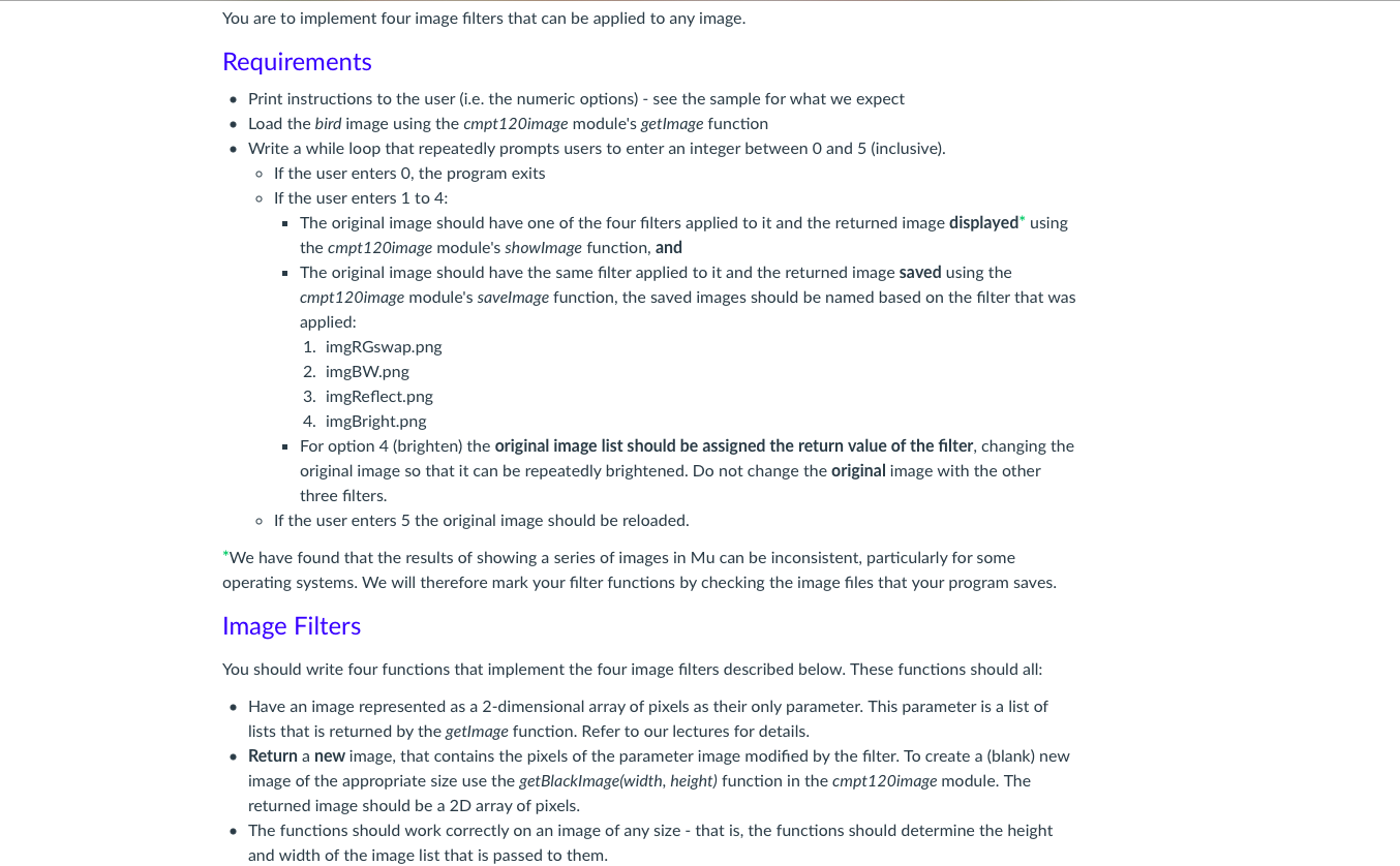 You are to implement four image filters that can be | Chegg.com