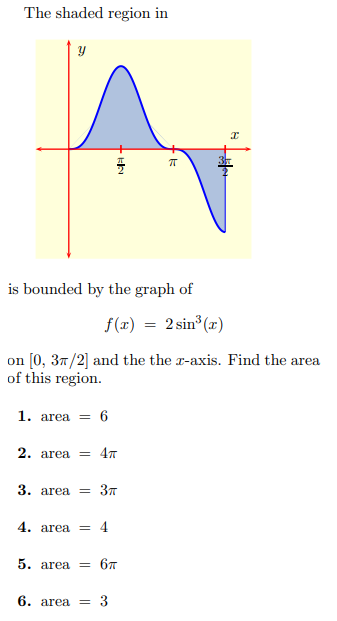 Solved The shaded region in is bounded by the graph of | Chegg.com