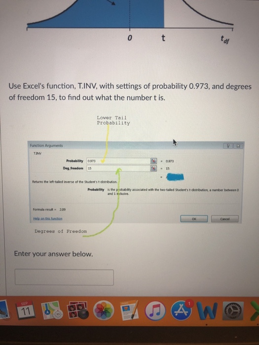 Solved What does T.INV do in Excel? The picture below shows | Chegg.com