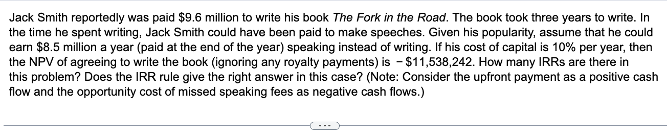 Solved Jack Smith reportedly was paid $9.6 million to write | Chegg.com