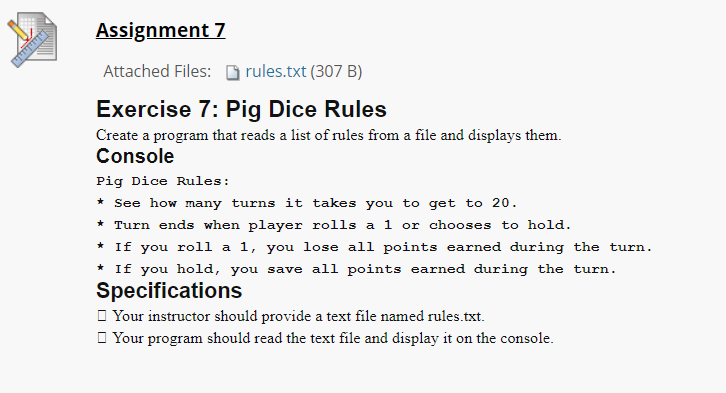 Solved Assignment 7 Attached Files: rules.txt (307 B) | Chegg.com