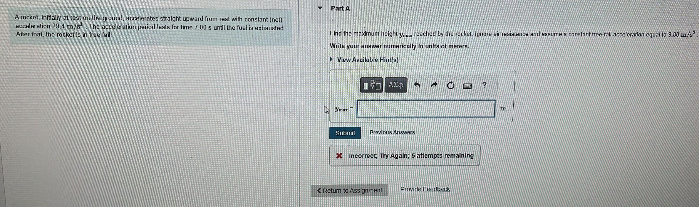 Solved A rocket, initially at rest on the ground, | Chegg.com