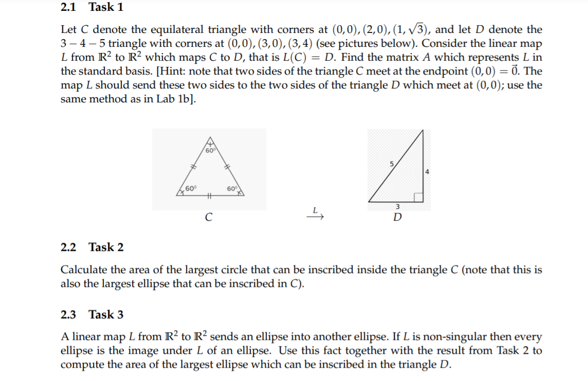 2.1 Task 1 Let C denote the equilateral triangle with | Chegg.com