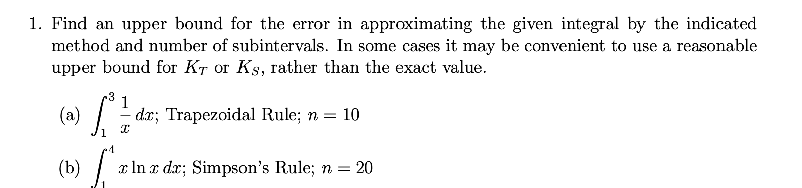Solved Find An Upper Bound For The Error In Approximating