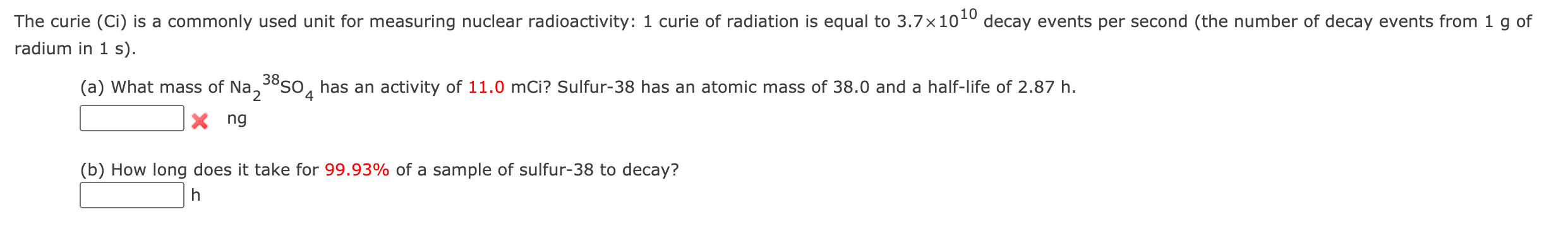 Solved The curie (Ci) is a commonly used unit for measuring | Chegg.com