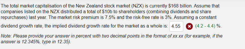 Solved The total market capitalisation of the New Zealand | Chegg.com