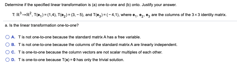 Solved Determine if the specified linear transformation is | Chegg.com