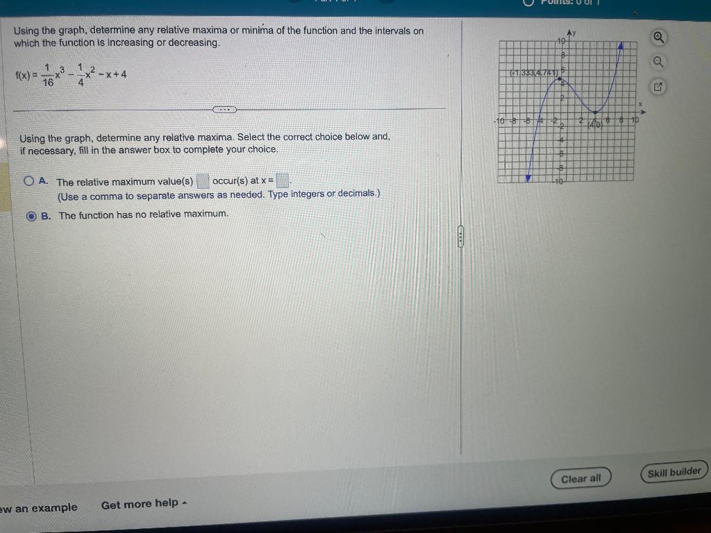 Solved Using the graph, determine any relative maxima or | Chegg.com