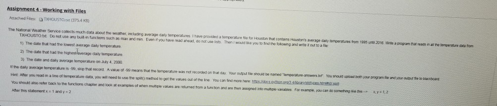 Assignment 4-Working with Files Attached Files | Chegg.com