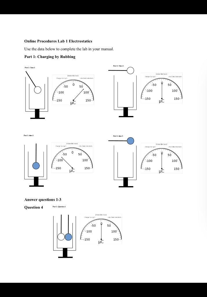 Solved Online Procedures Lab 1 Electrostatics Use the data | Chegg.com