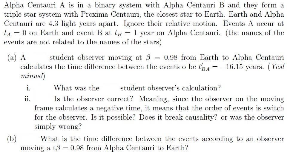 Solved Alpha Centauri A is in a binary system with Alpha | Chegg.com