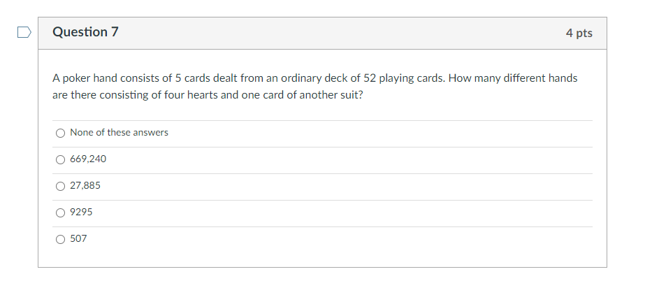 Solved A poker hand consists of 5 cards dealt from an | Chegg.com